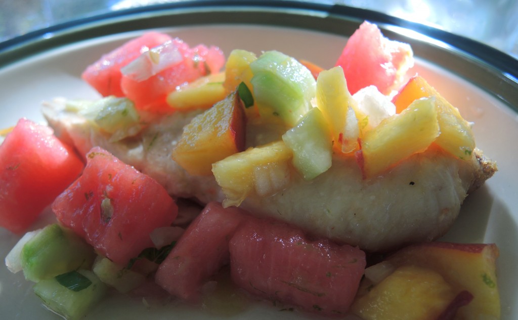 Grilled Fish with Watermelon Salsa - Putting It All On The Table